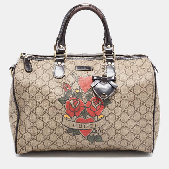 Gucci | Bags | Gucci Beigebrown Gg Supreme Canvas And Patent Leather ...